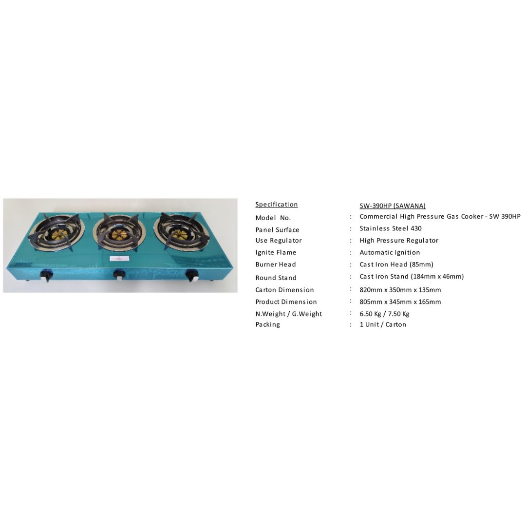 Sawana Automatic High Pressure Gas Cooker SW-385HP / SW-390HP / SW ...
