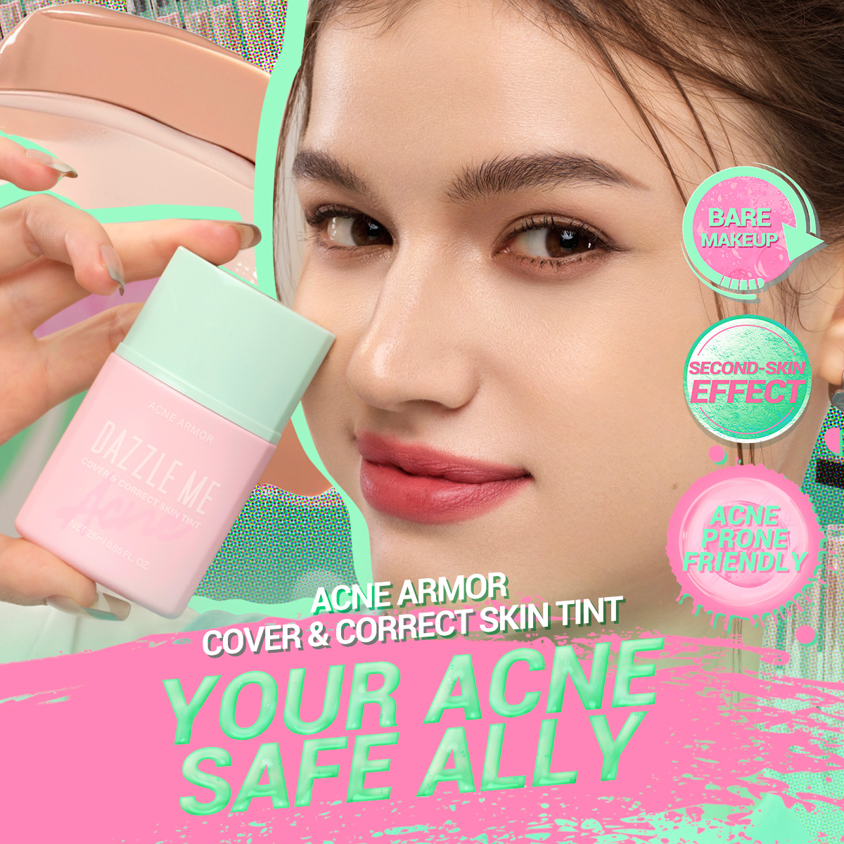 DAZZLE ME Acne Armor Cover & Correct Skin Tint SPF 35 PA++ Foundation ...