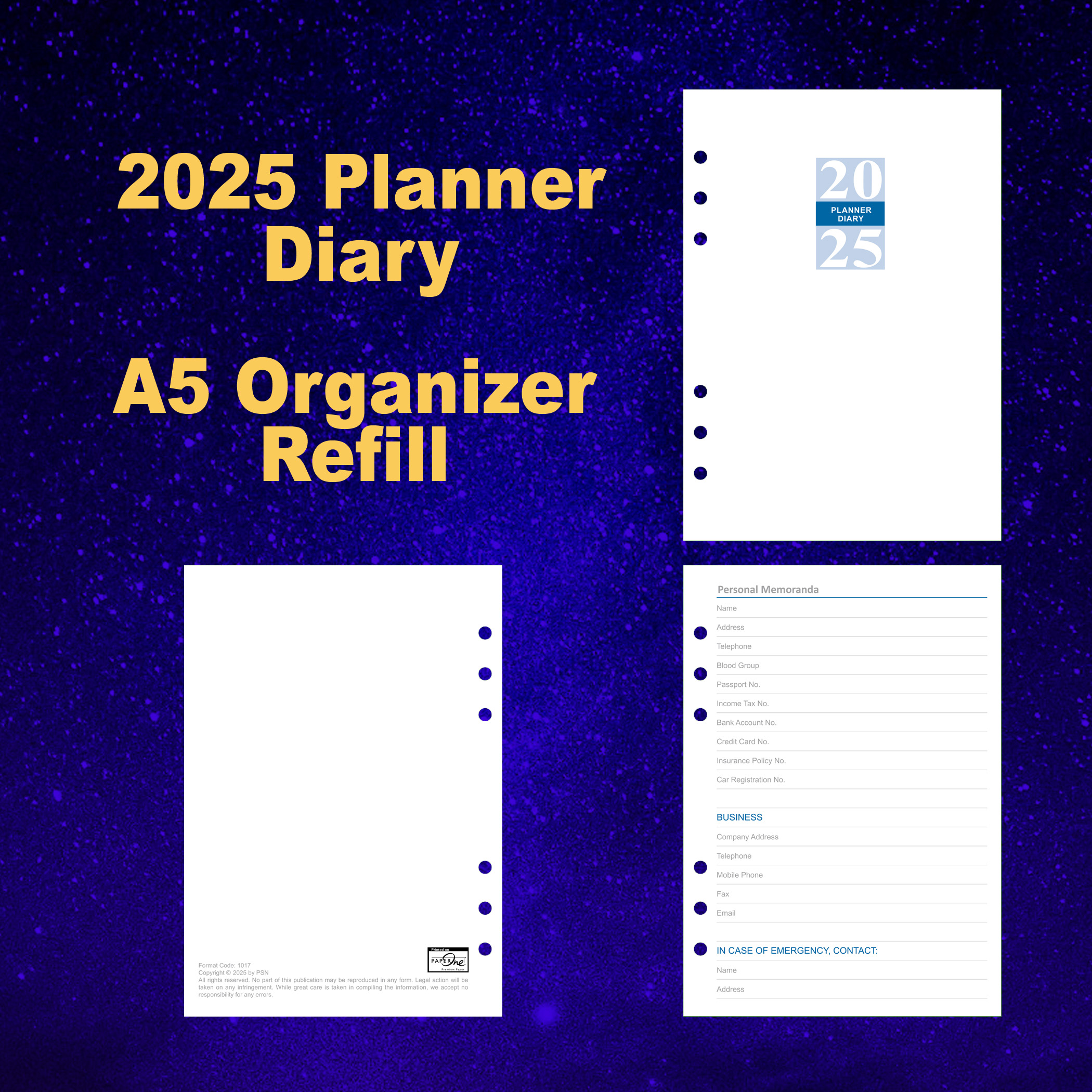 2025 Diary Planner A5 PU Organizer 6 O Ring Binder Loose Leaf Monthly ...