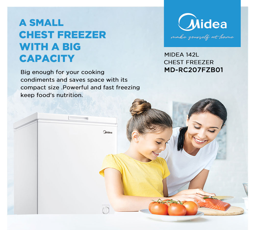 Midea MD-RC207FZB01 Gross 186L Chest Freezer | Recessed Handle ...