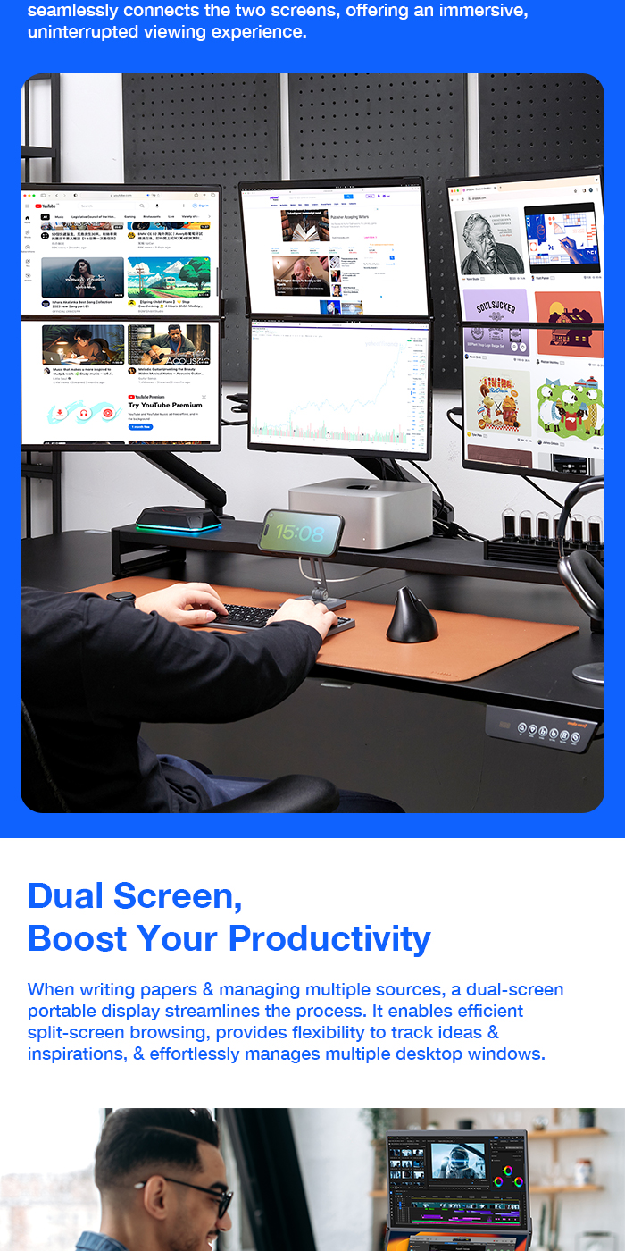 JSAUX PM0203 & PM0204 FlipGo Touch Portable Dual Monitor 13.5 / 16 inch ...