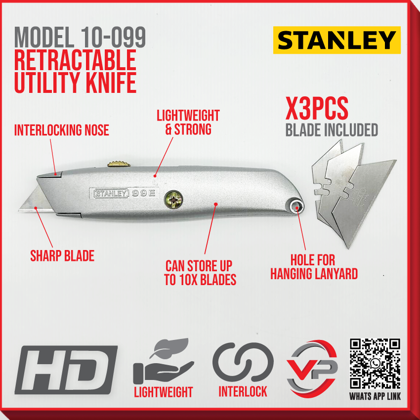 STANLEY STHT10099 HEAVY DUTY RETRACTABLE UTILITY KNIFE 151MM CLASSIC ...