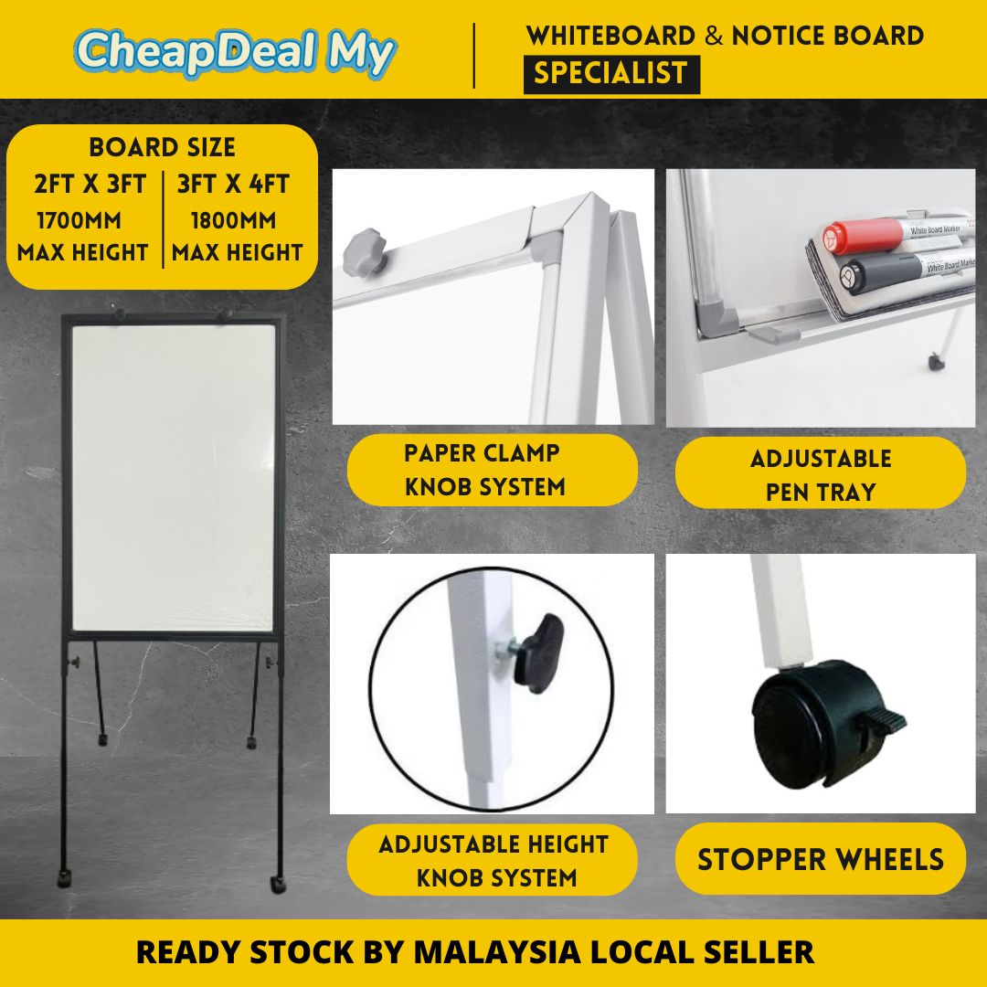 Whiteboard 2ftx3ft Magnetic Flip Chart Board White & Black *Cheap Deal ...