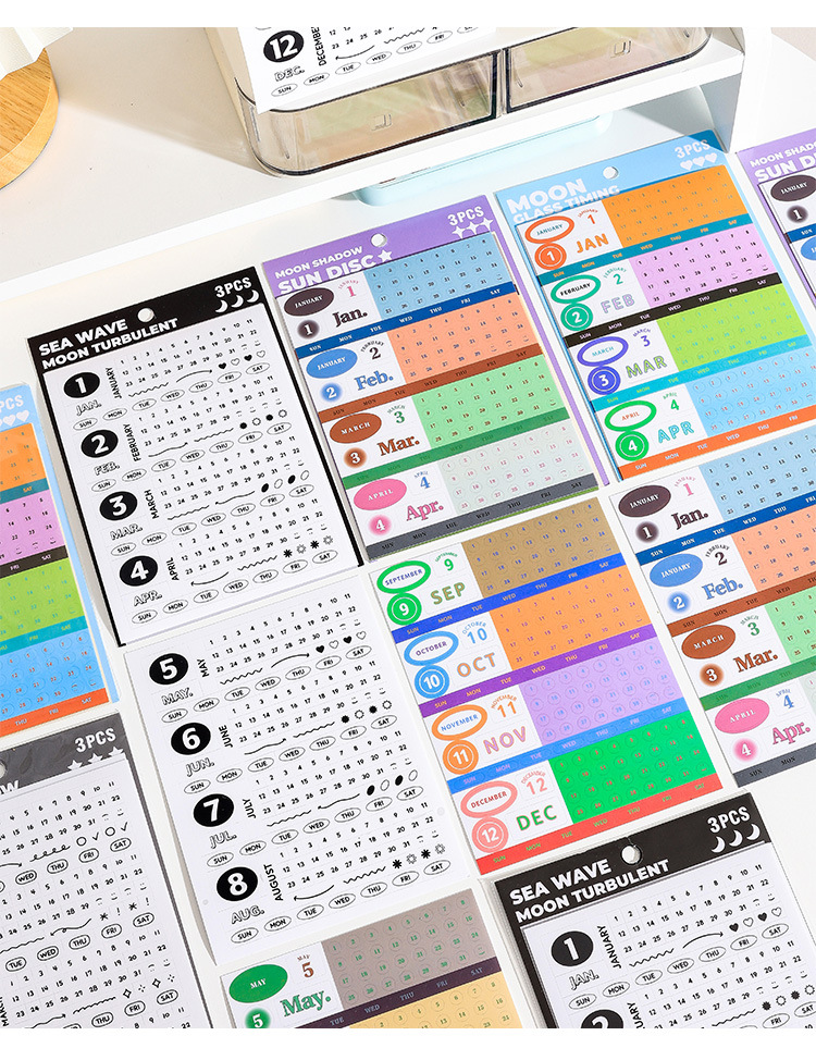 Creative Perpetual Calendar Waterproof Deco Stickers Daily Date Week ...
