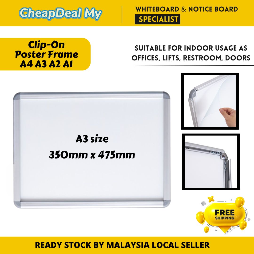 klip pada bingkai poster aluminium/A4 A3 A2 A1 clip on aluminium poster ...