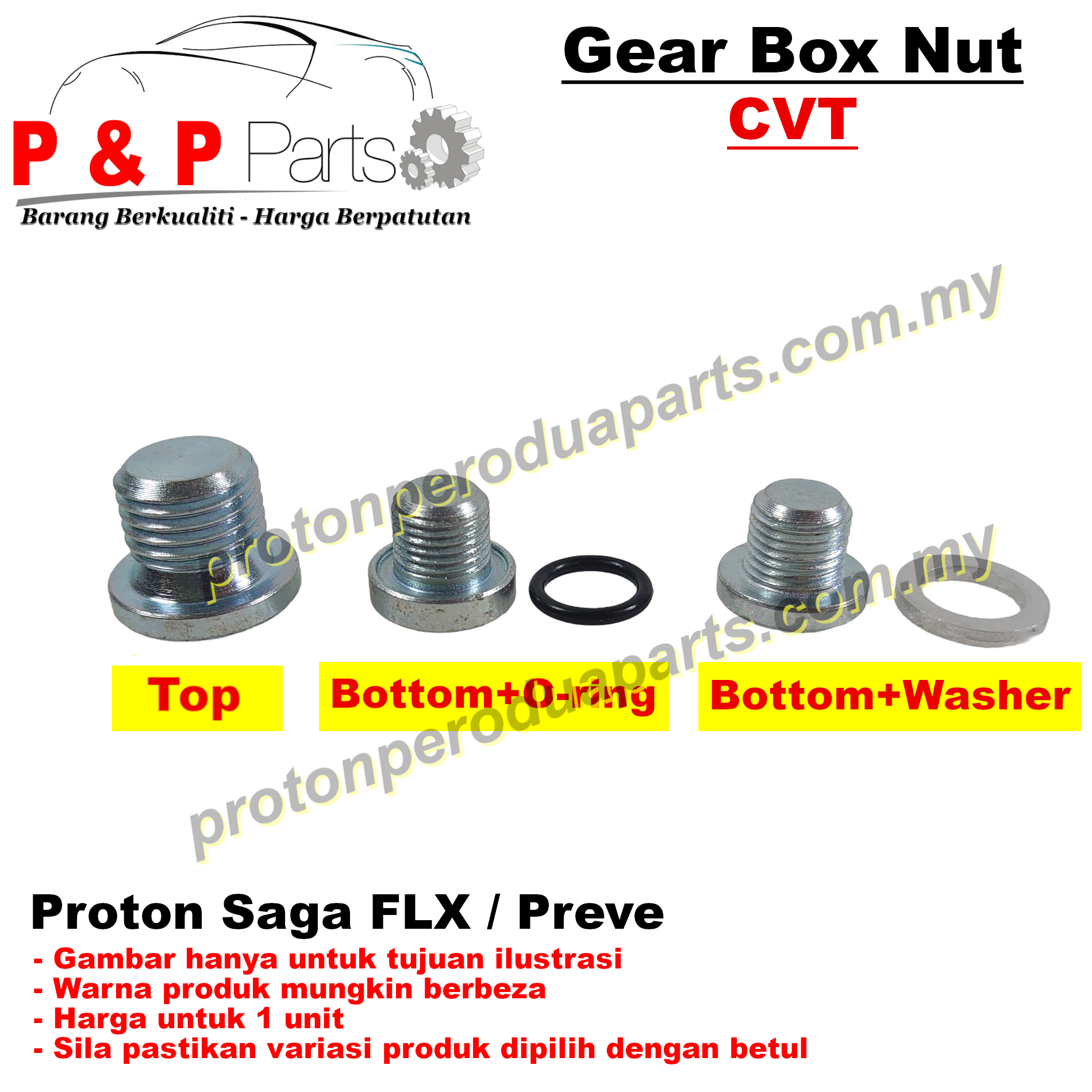 Nut Bolt Gear Box Oil Sump Nat Skru Minyak Gearbox CVT for Proton Saga ...