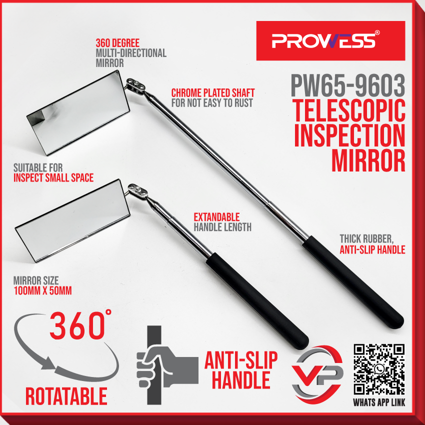 PROWESS PW65-9603 TELESCOPIC INSPECTION MIRROR RECTANGLE ADJUSTABLE ...