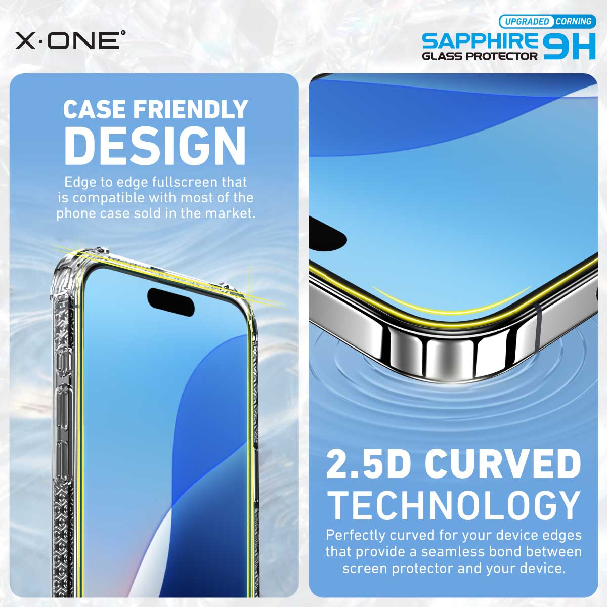 X.One Sapphire 9H Gorilla 2.5D Clear Full Cover Tempered Glass Dust ...