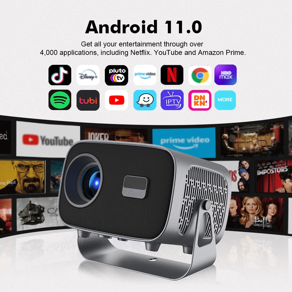 4K Projector 360° Flip Smart Projector Android 11 For Phone&Tablet ...