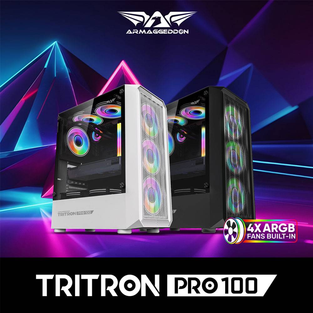 Armaggeddon Tritron Pro 100 ATX PC Case - Black/White | Shopee Malaysia