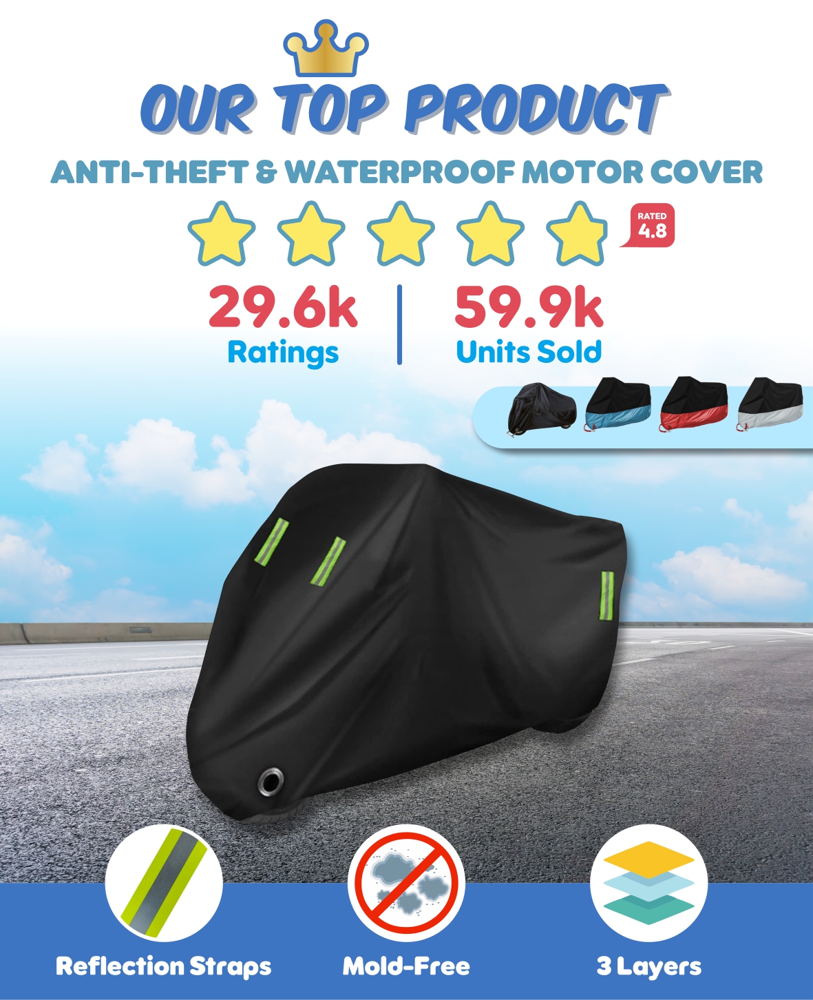 4XL Motor Cover Waterproof Motorcycle Cover Motor Selimut Motor Sarung ...
