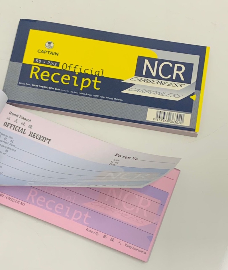 Captain NCR Carbonless Official Receipt 2ply X 50set Receipt Book 88mm ...