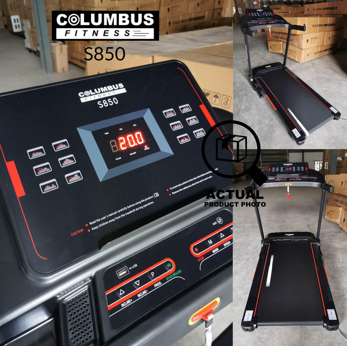 4.5HP Columbus Fitness S850 Treadmill Running Machine 18 Levels Auto ...