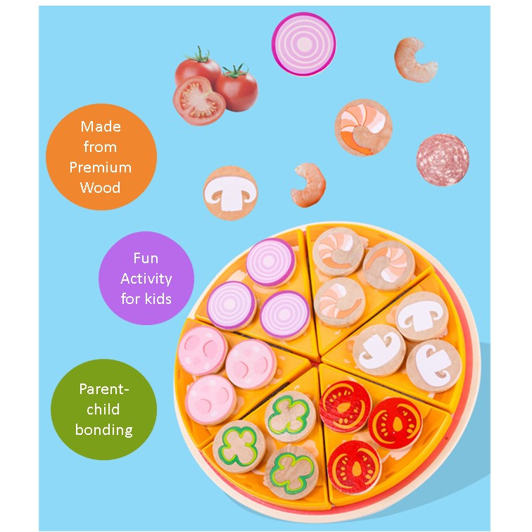 Wooden Pizza Toy Pizza Toys for Kids Pizza Toy Set Mainan Pizza Set ...