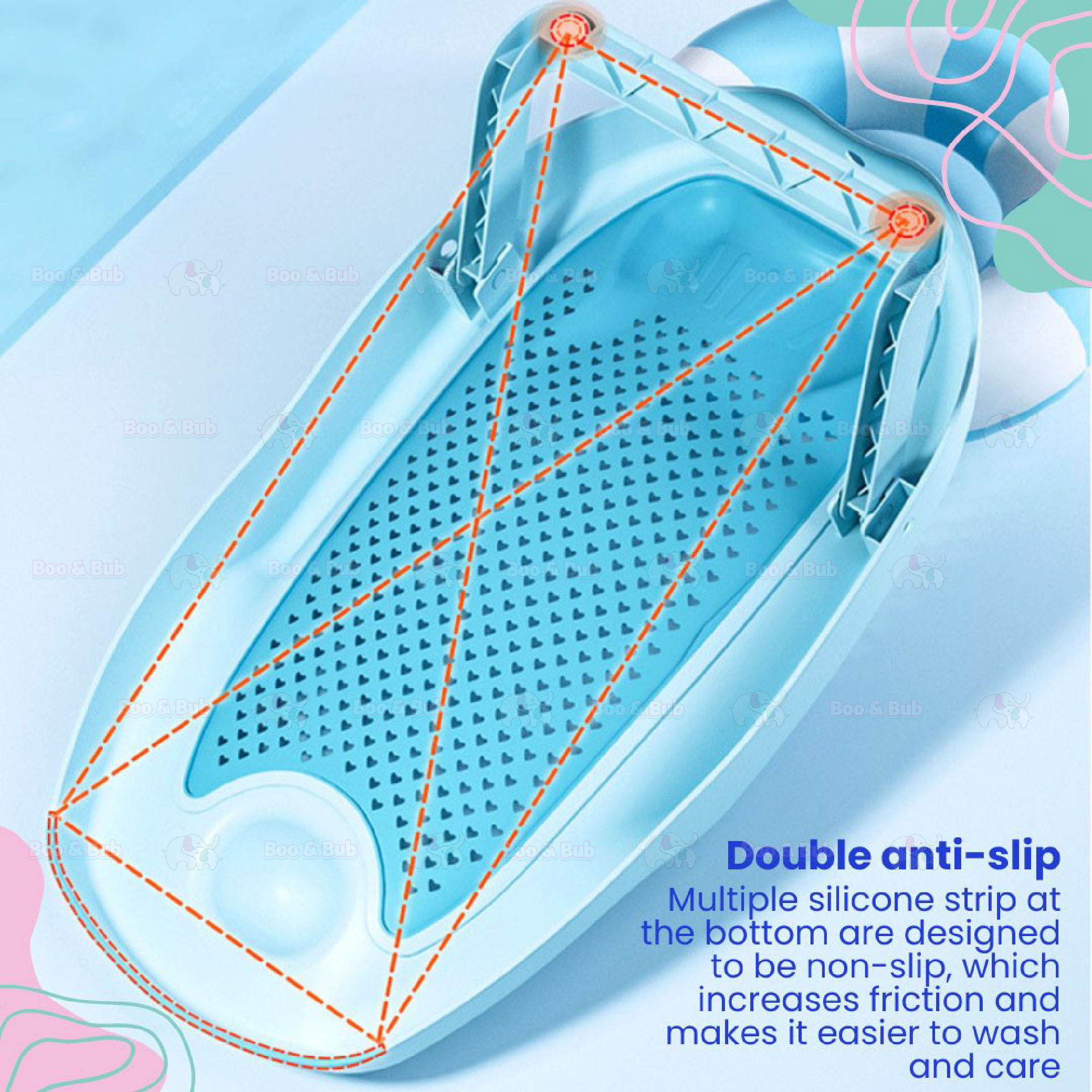 Boo&Bub foldable baby bath tub stand newborn bath tub shower net bath support baby besen mandi ...