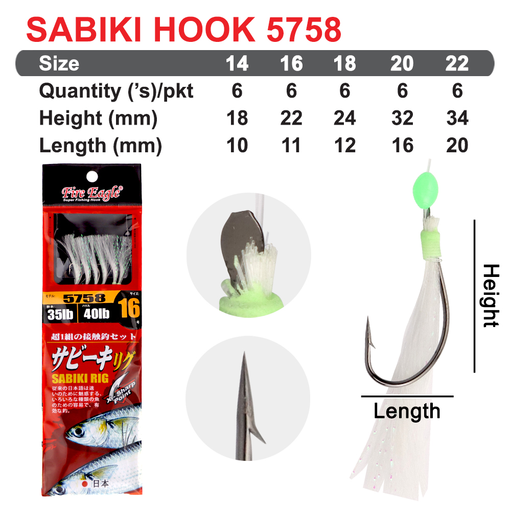 Fire Eagle Sabiki Hook 5758 Fishing Hook Mata Kail Ikan Cencaru, Ikan ...