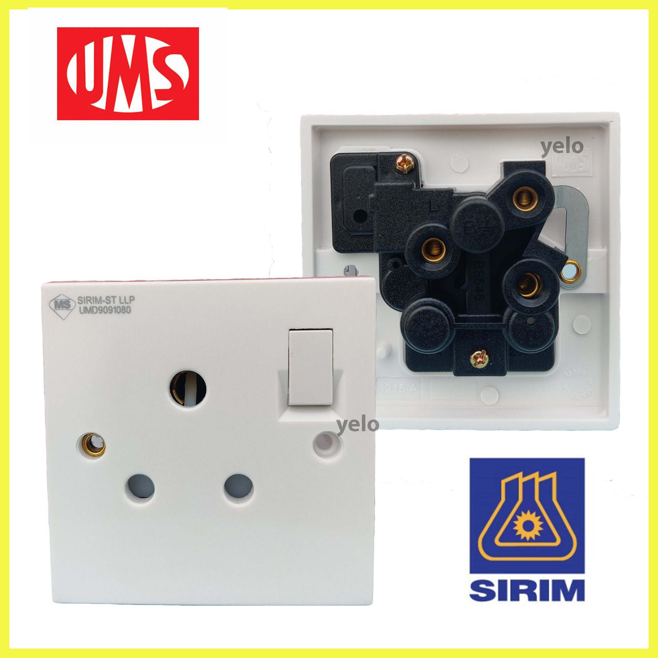 UMS 15A Switch Socket 250V AC 1 Gang Switched Socket Outlet Heavy Duty ...