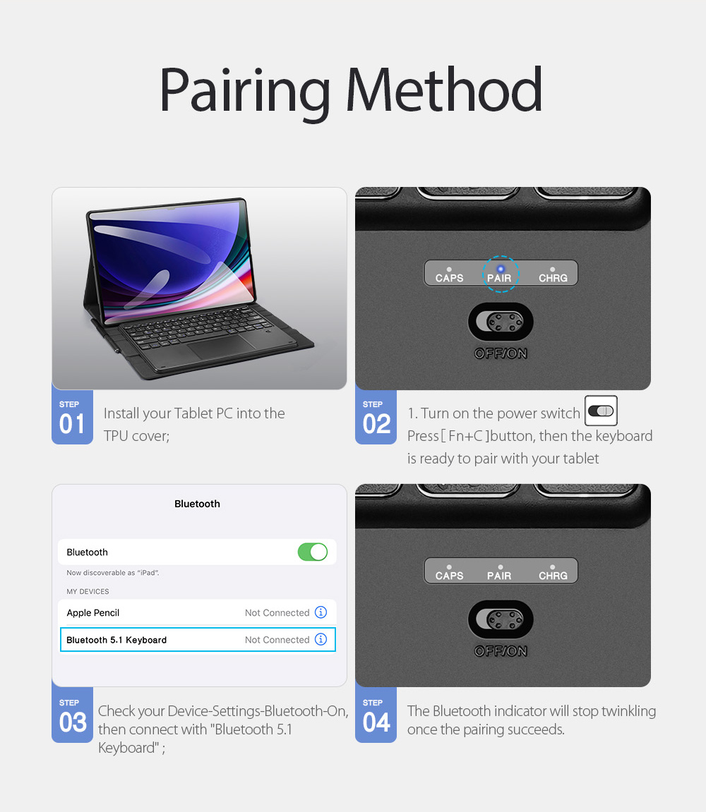 DUX DUCIS Wireless Bluetooth Keyboard Samsung Galaxy Tab S10 S9 S8 Ultra S7 A9 FE Plus A8 A7 S6 ...