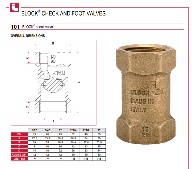 101 BLOCK® CHECK VALVE MADE IN ITALY | Shopee Malaysia