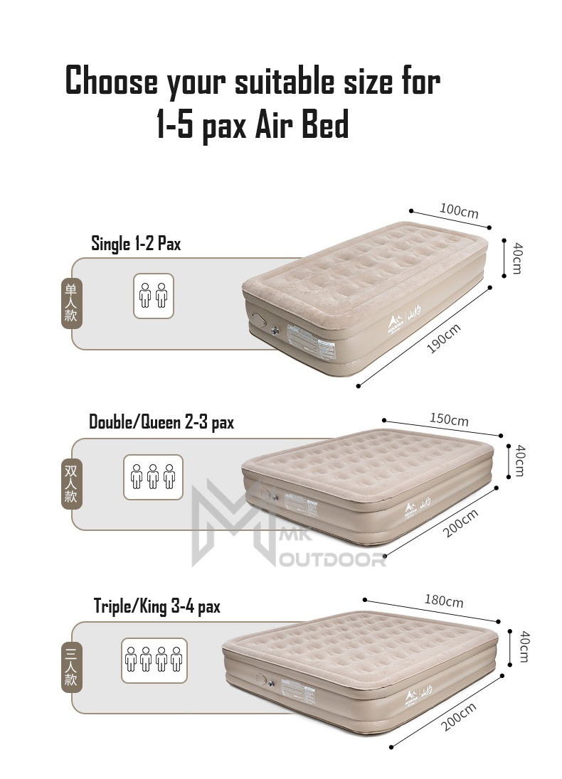 MOUNTAIN | Tilam Angin Auto Inflation Single Double Triple Air Bed 40cm ...