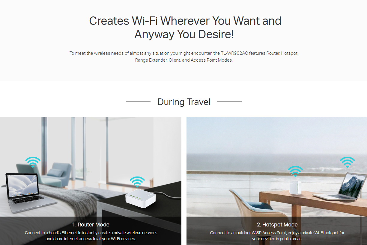 TP-LINK Tplink AC750 Wireless Travel Router Hotspot Mode Dual Band 2 ...