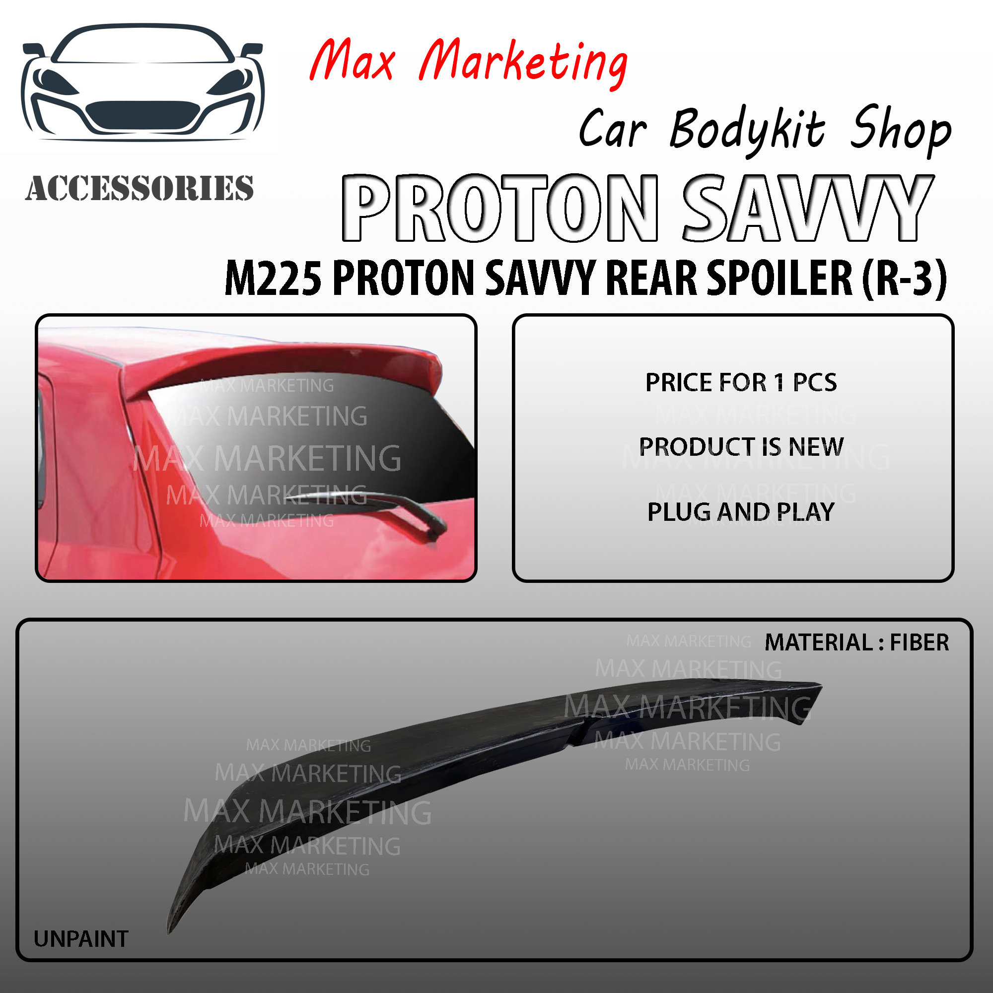 PROTON SAVVY SPOILER (R3) FIBERGLASS SKIRT LIP BODYKIT | Shopee Malaysia