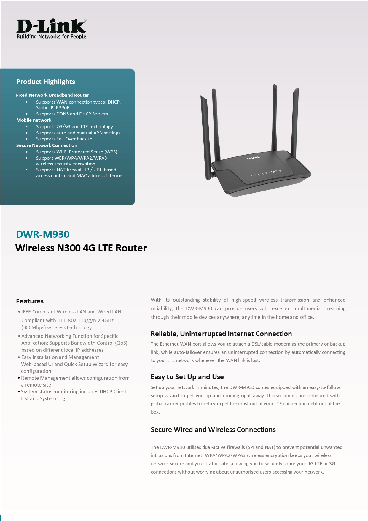 D-Link 4G LTE Mobile Sim Card Router Support Hospot unlimited data ...