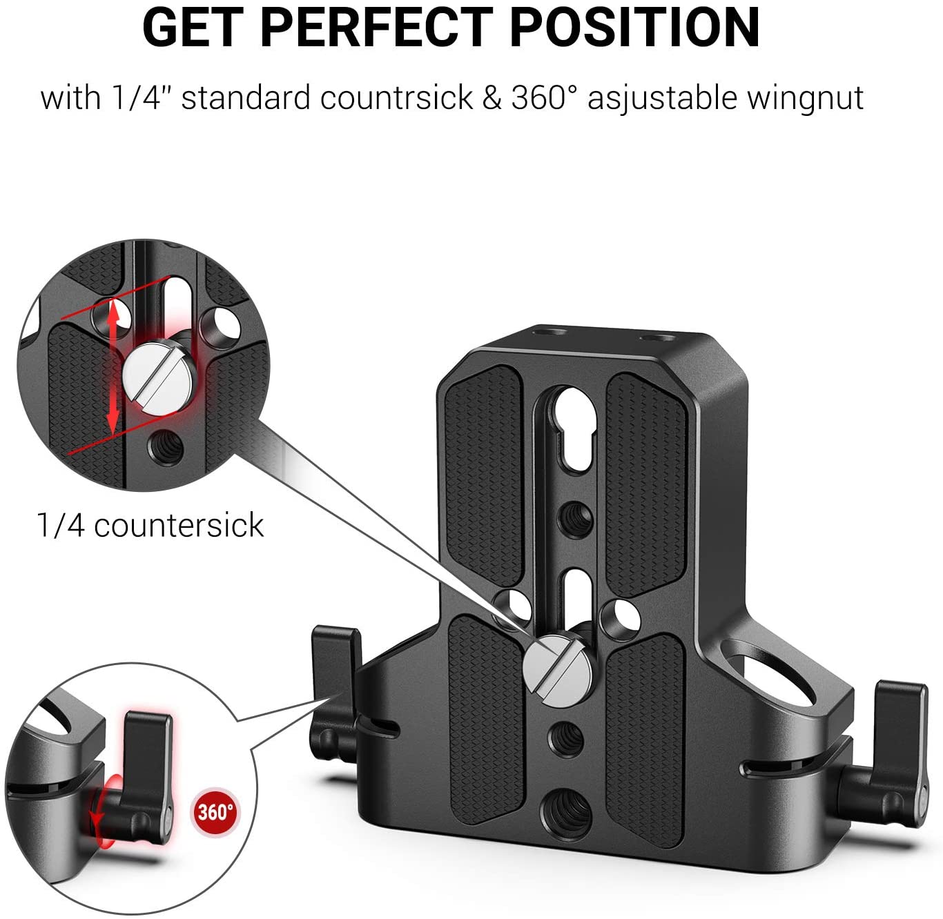 SmallRig 1674 Baseplate Camera Base Plate with Dual 15mm Rod Rail Clamp ...