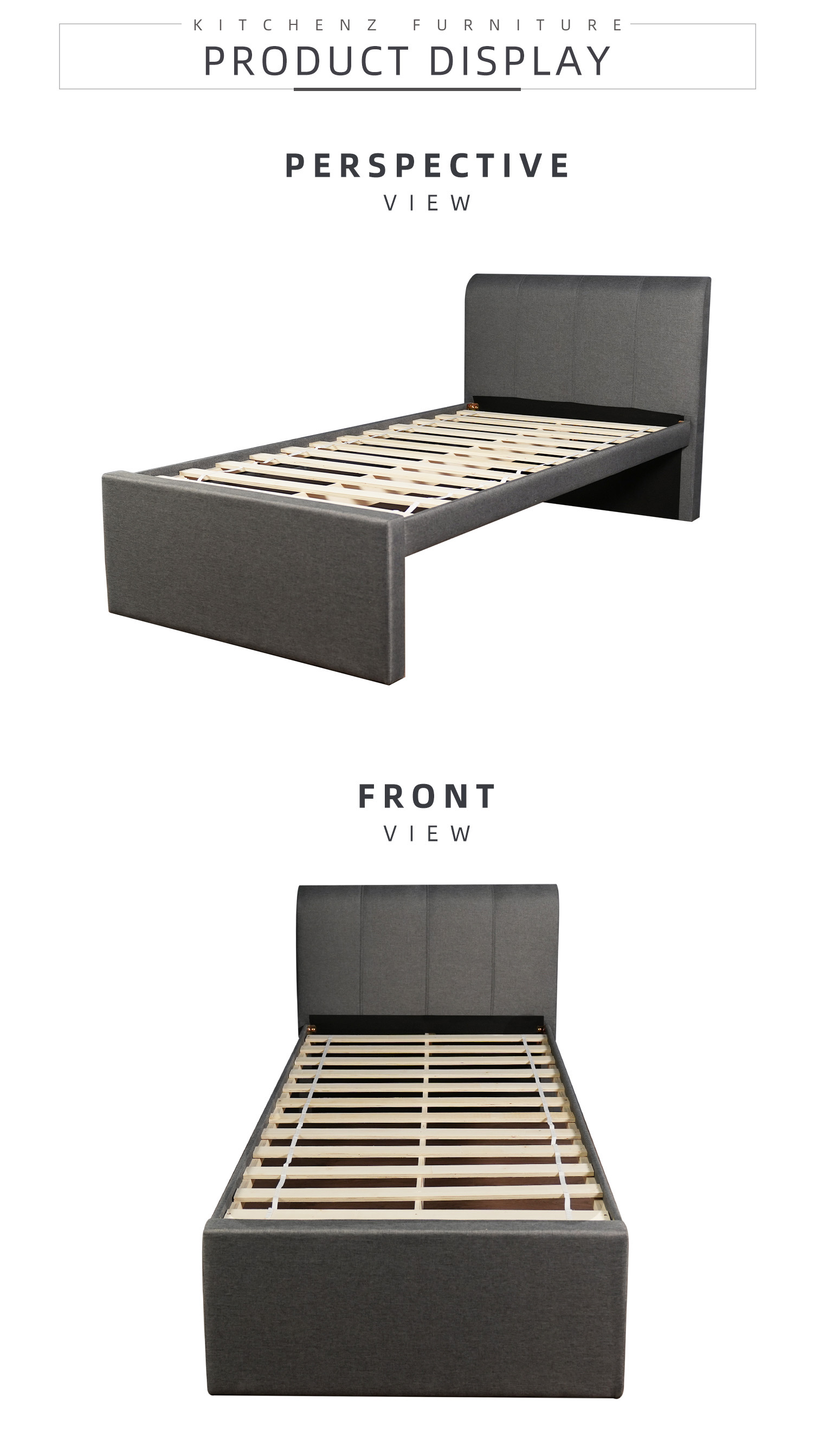[FREE Shipping] Kitchenz Divan Single Size Linen Fabric Bed Frame Pull ...