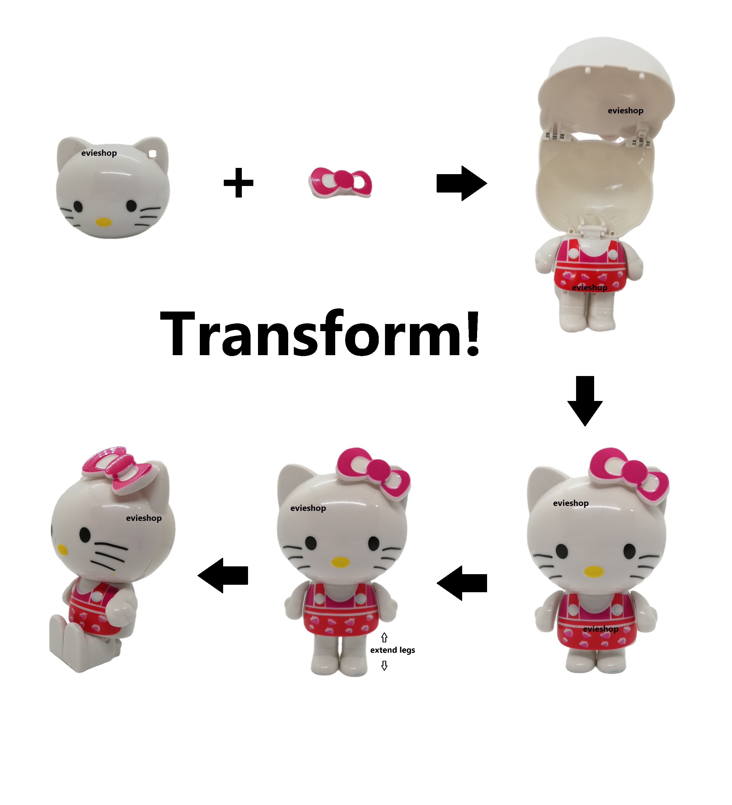 Hello Kitty Egg Toy Deformation Hello Kitty Cake Topper Hello Kitty ...