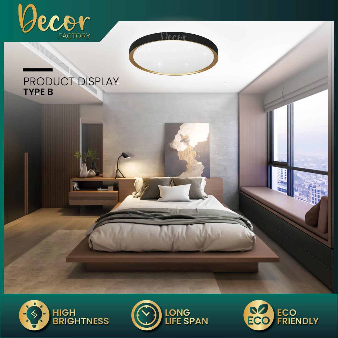 Decorative Modern Ceiling Light 3 Colour LED Ceiling Lamp Round Square ...