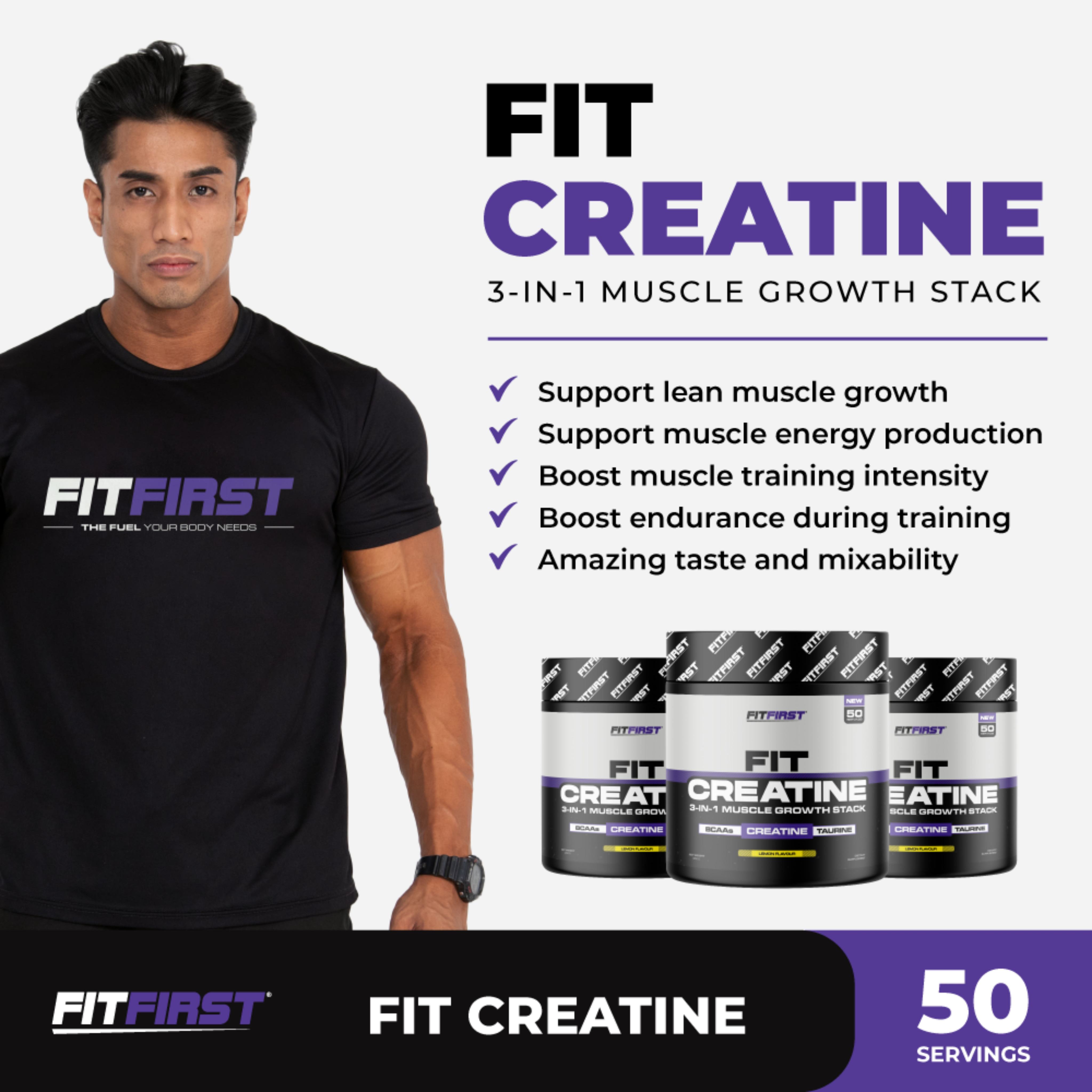 Fit First Fit Creatine 3-in1 With Bcaa Taurine 250 g (50 servings ...