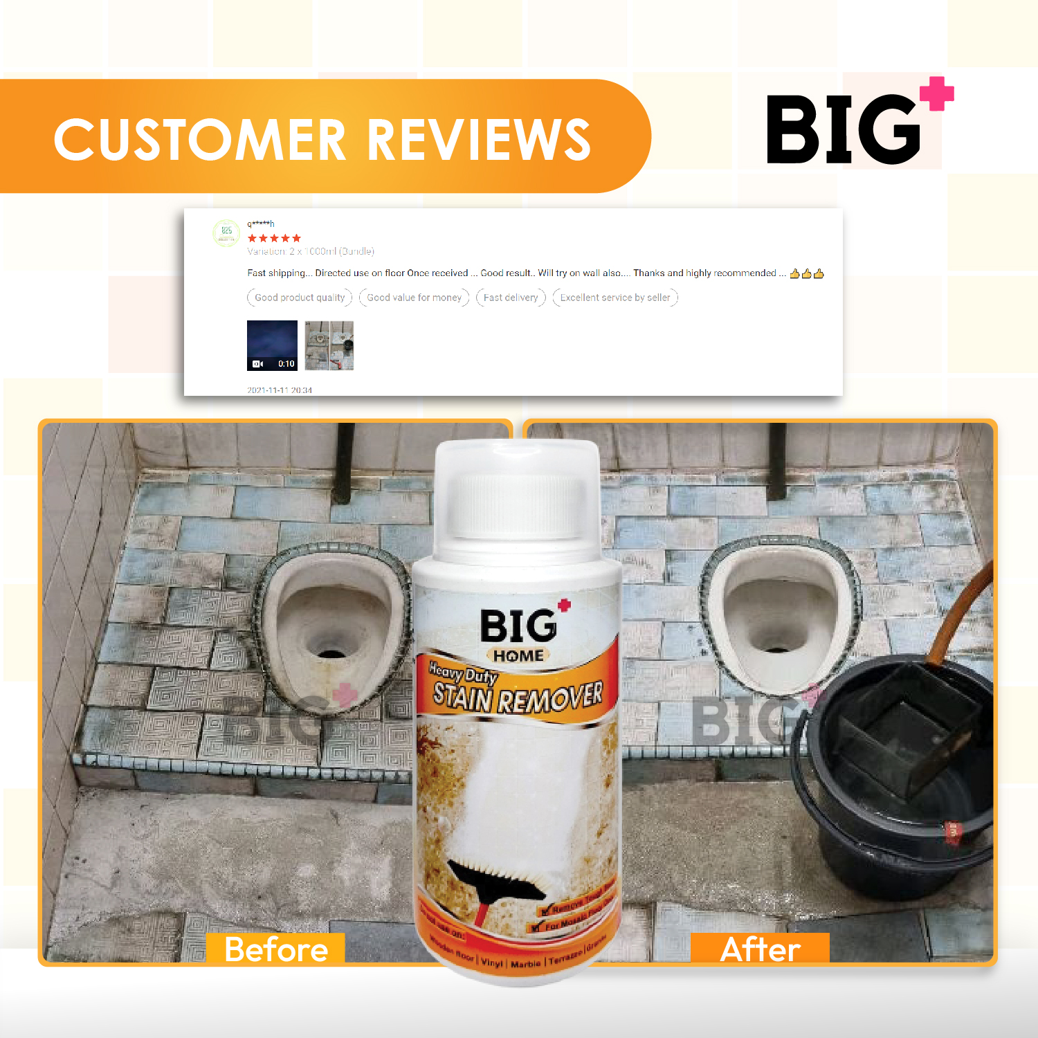 BIG+ Heavy Duty Stain Remover (200ml) A Toilet Bowl Bathroom Floor ...