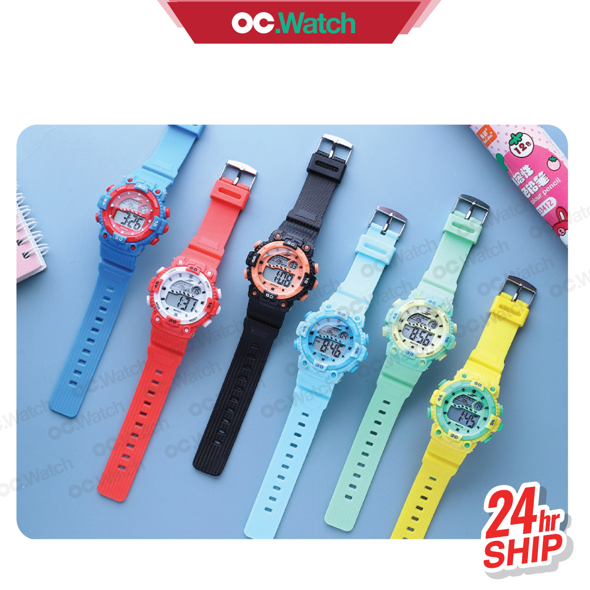 OCwatch Digital Kids Watch Boy Girl Jam Tangan Kanak Budak Lelaki Perempuan LED Murah School ...