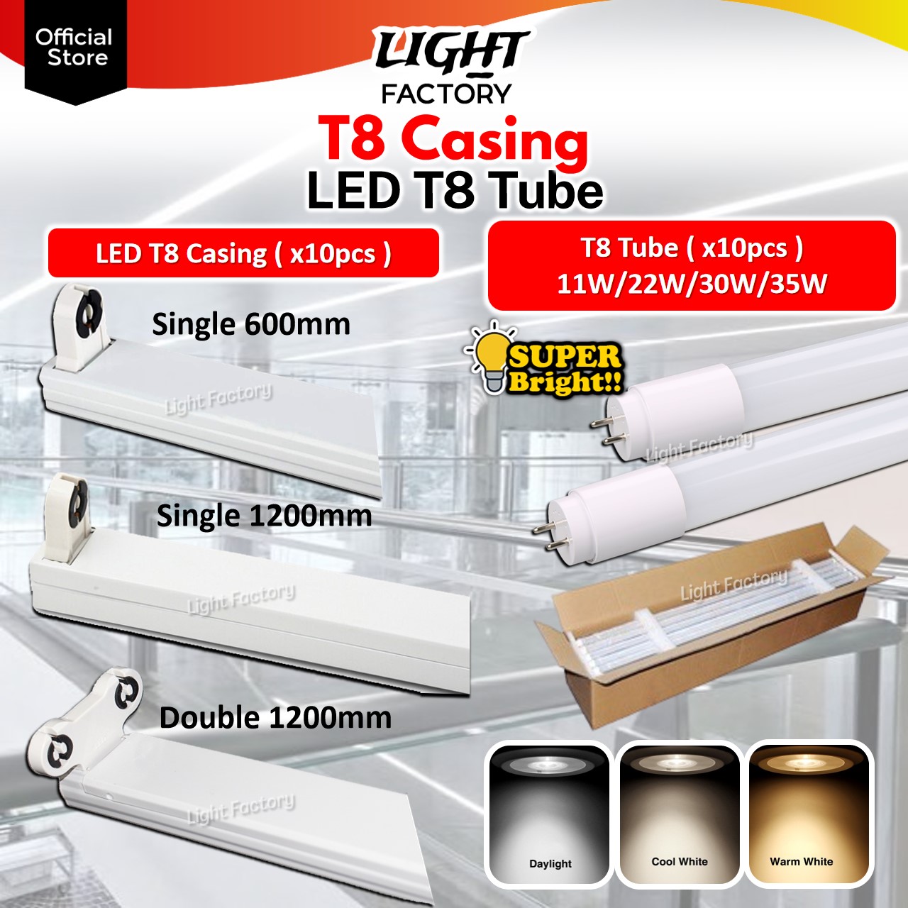 [SET 10pcs] 2ft 4ft 11W 22W 30W 35W LED T8 Casing LED Fitting T8 LED Tube Single/Double 2 feet 4 ...