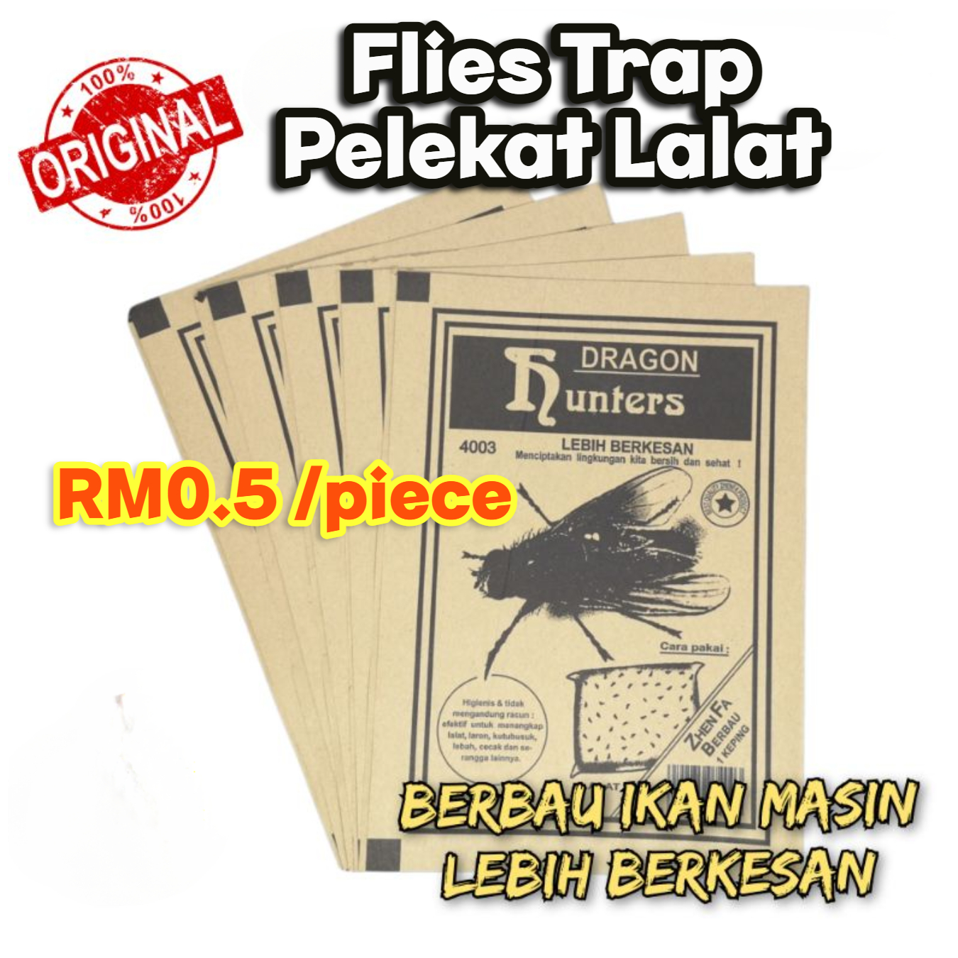 {Must Buy}Flies Trap 1pc RM1 Pelekat Lalat Berkesan Fly Trap Tiada ...