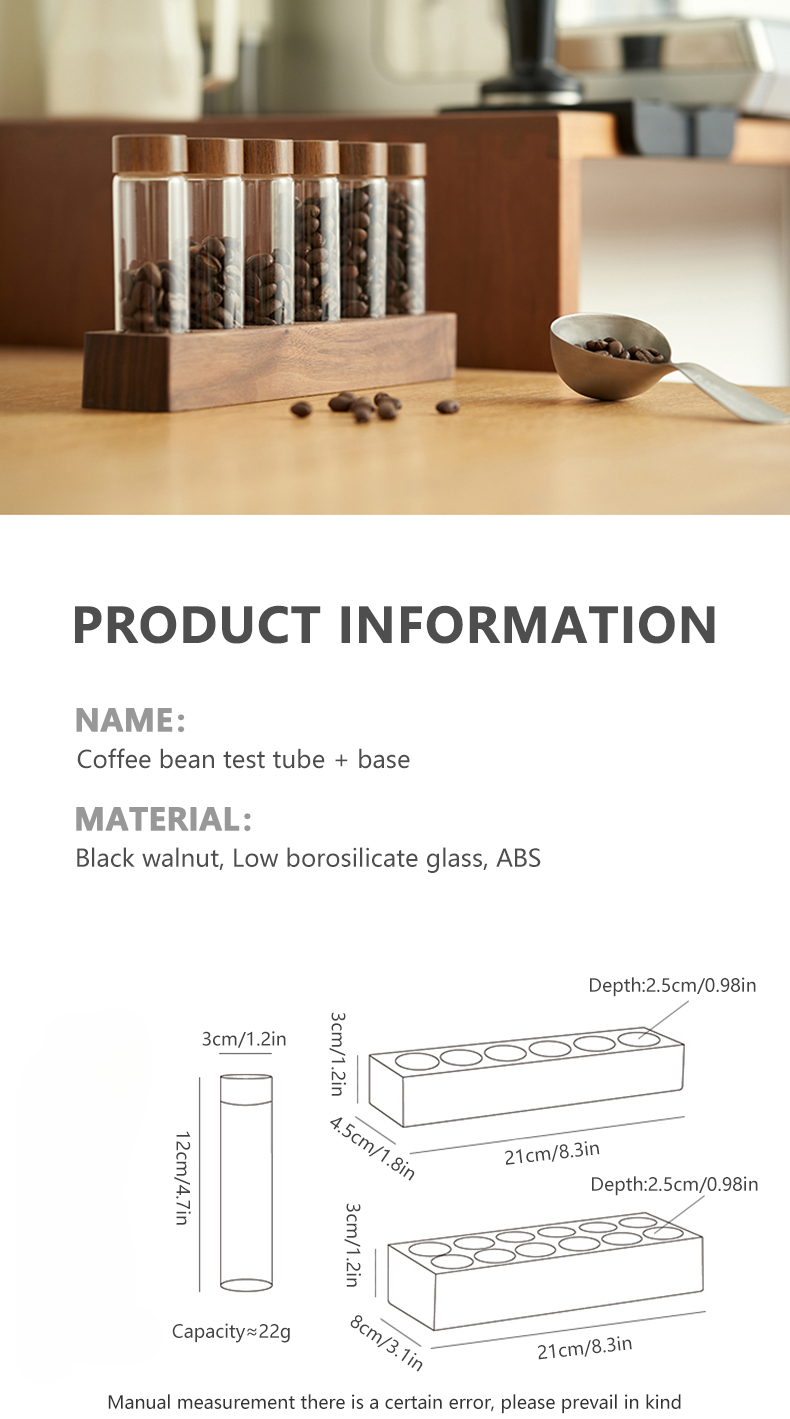 Coffee Beans Storage Container Tube Display Rack Tea Bottle Glass ...