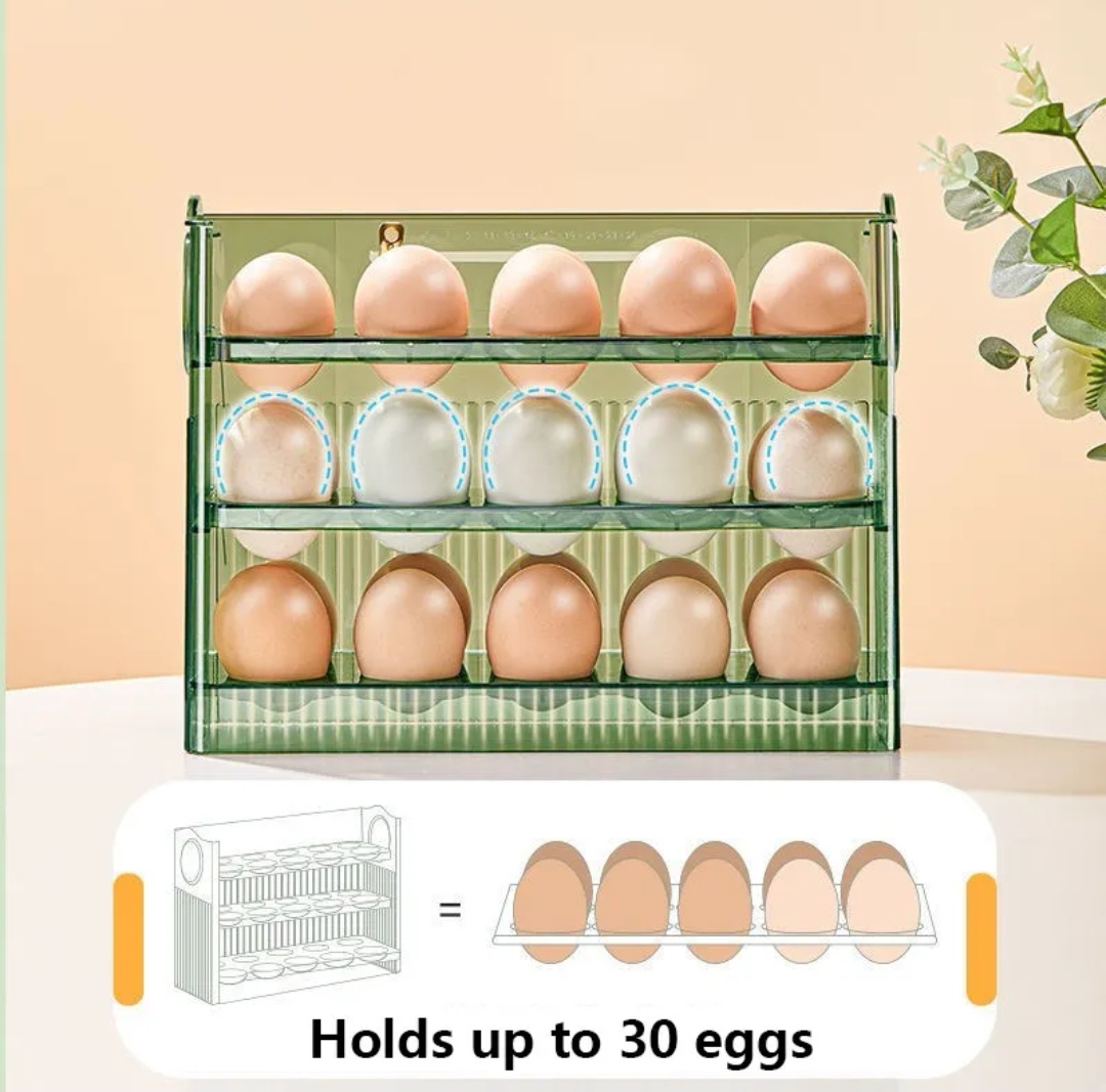 Auto Flip Egg Storage Rack 26cm(L) x10cm(W) x20cm(H) Fit Into Fridge ...