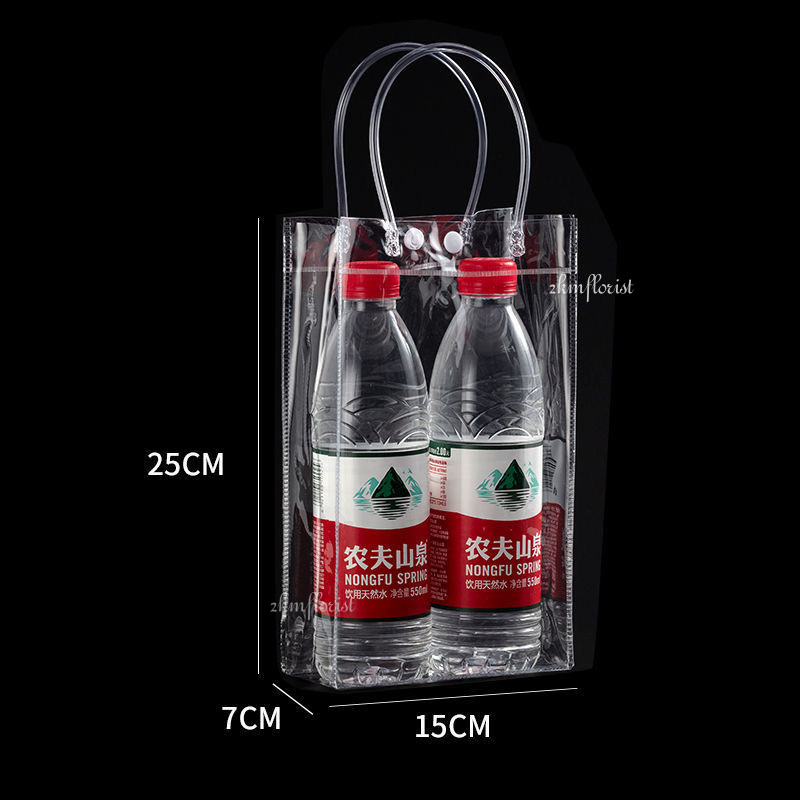 PVC TOTE BAG Transparent Goodies Bag Clear Button Plastic Handbag Clear ...