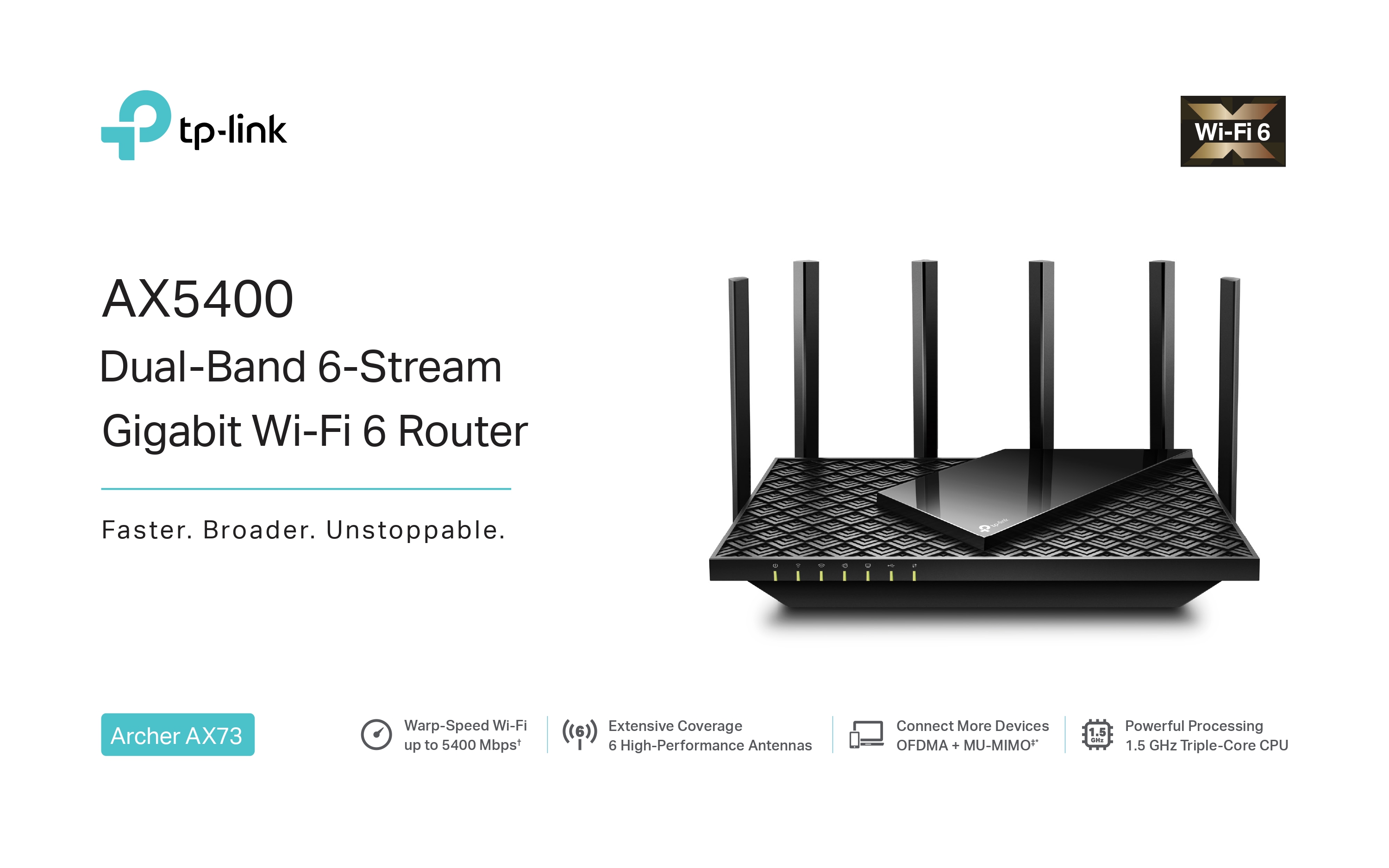 TP-LINK ARCHER AX73 / ARCER AX72 / ARCHER AX72 PRO (2.5G WAN/LAN PORT) AX5400 DUAL-BAND 6-STREAM ...