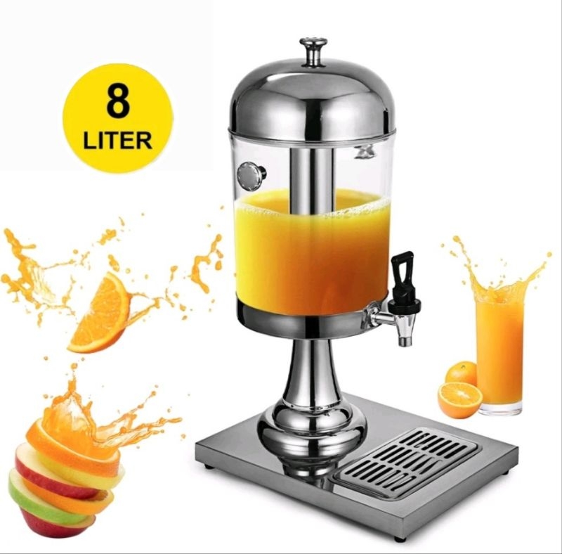 8L Juice Water Dispenser With Ice Chamber (Chrome Plated Stand) Tong ...