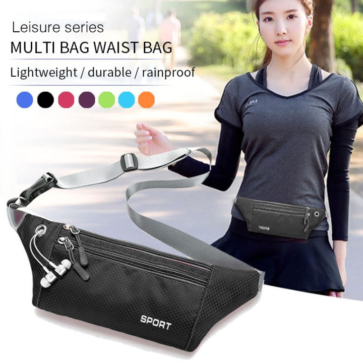 3 Zipper Pockets Waist Bag Waterproof Running Jogging Sports Waist ...