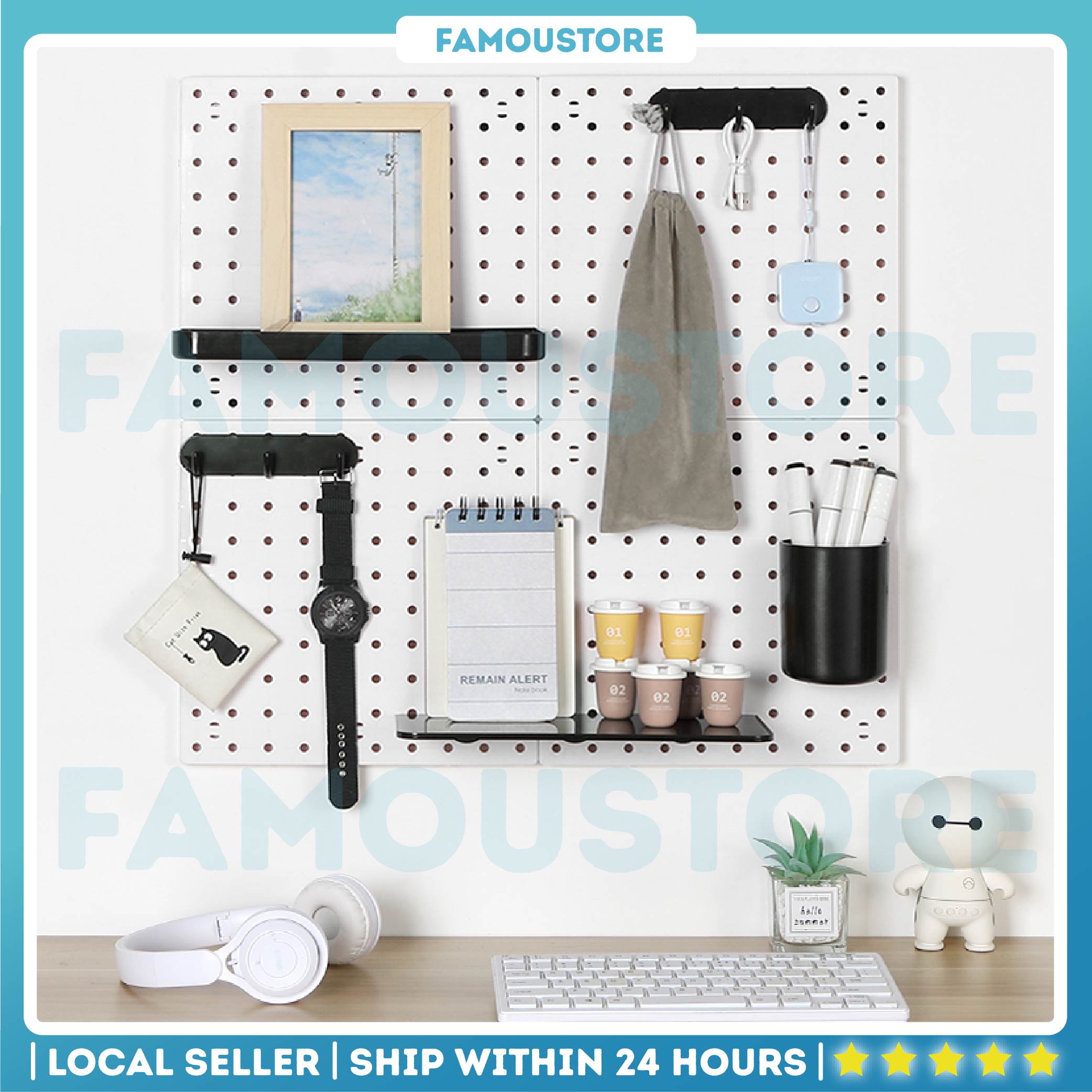 Pegboard Perforated Wall Display Rack Peg Board Wall Mounted Hole Board ...