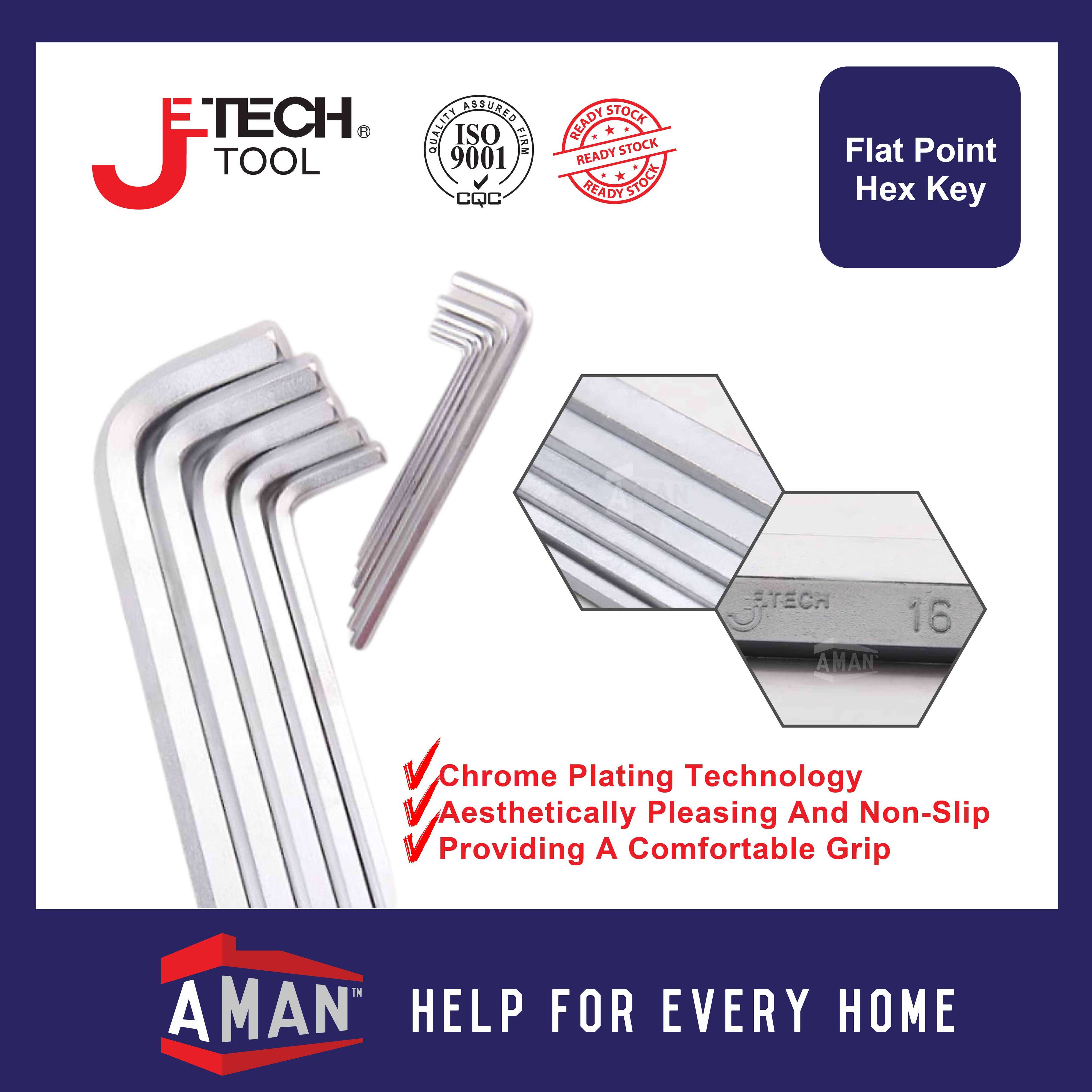 JETECH Allen Key Long Flat Point Chrome CrV Hex Key Hex Flat Hex Ball ...