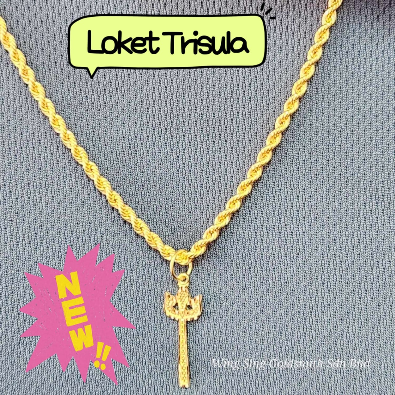 Wing Sing 916 Gold Trident Trishul Soolam Sulum Pendant / Loket Trisula ...