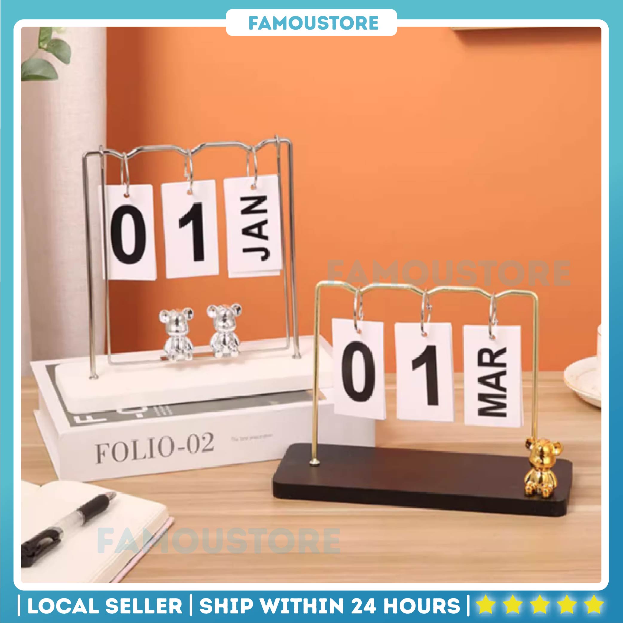 Wooden Calendar Nordic Simple Style Multicolor Flipping Wooden Desktop ...