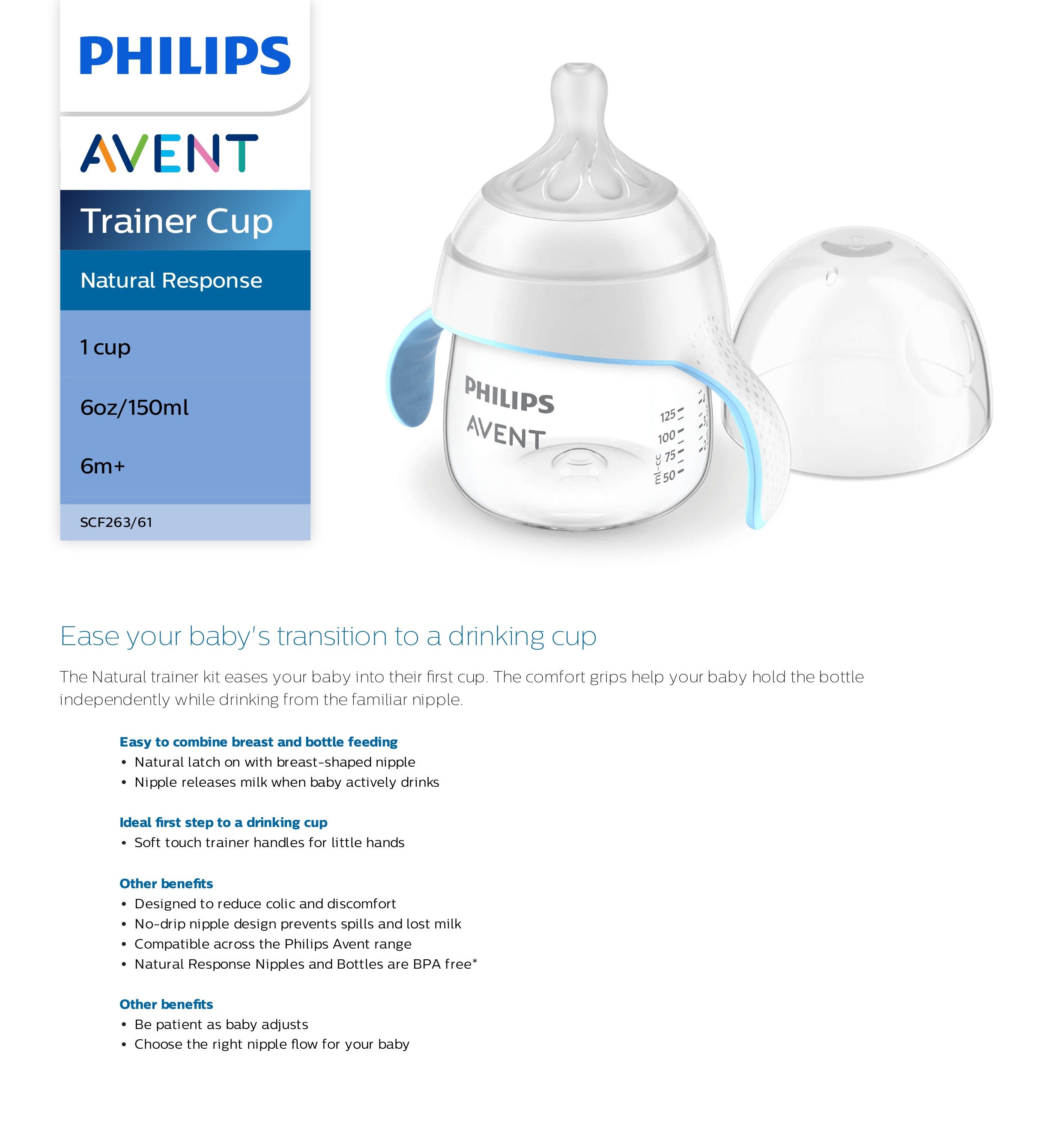[New] Philips Avent Natural Response Trainer Cup 6m+ (5oz/150ml) SCF263 ...