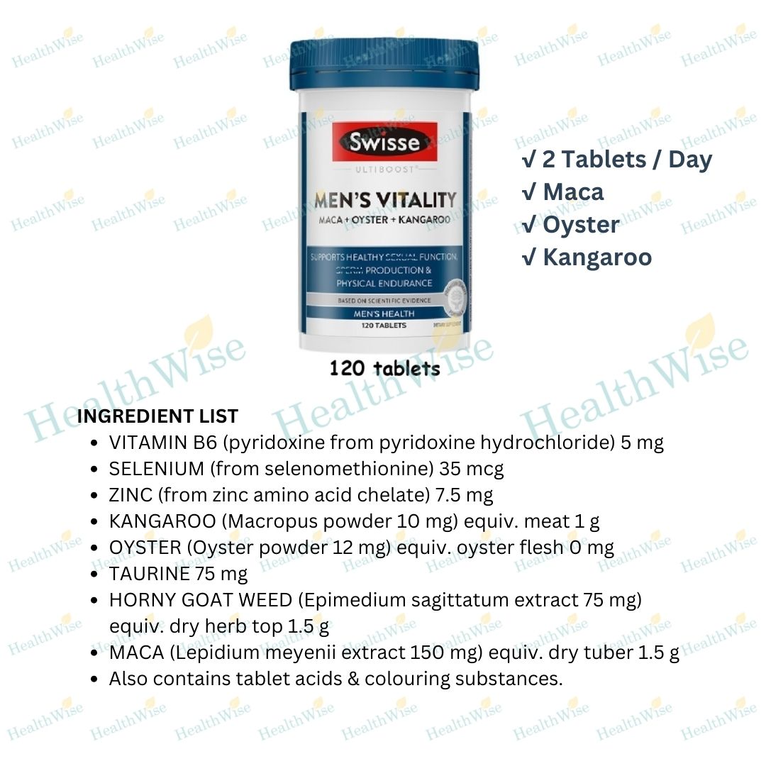 [AUSTRALIA] SWISSE Men's Vitality 120tablets | Men's Potency+ 60tablets; with Maca, Oyster ...