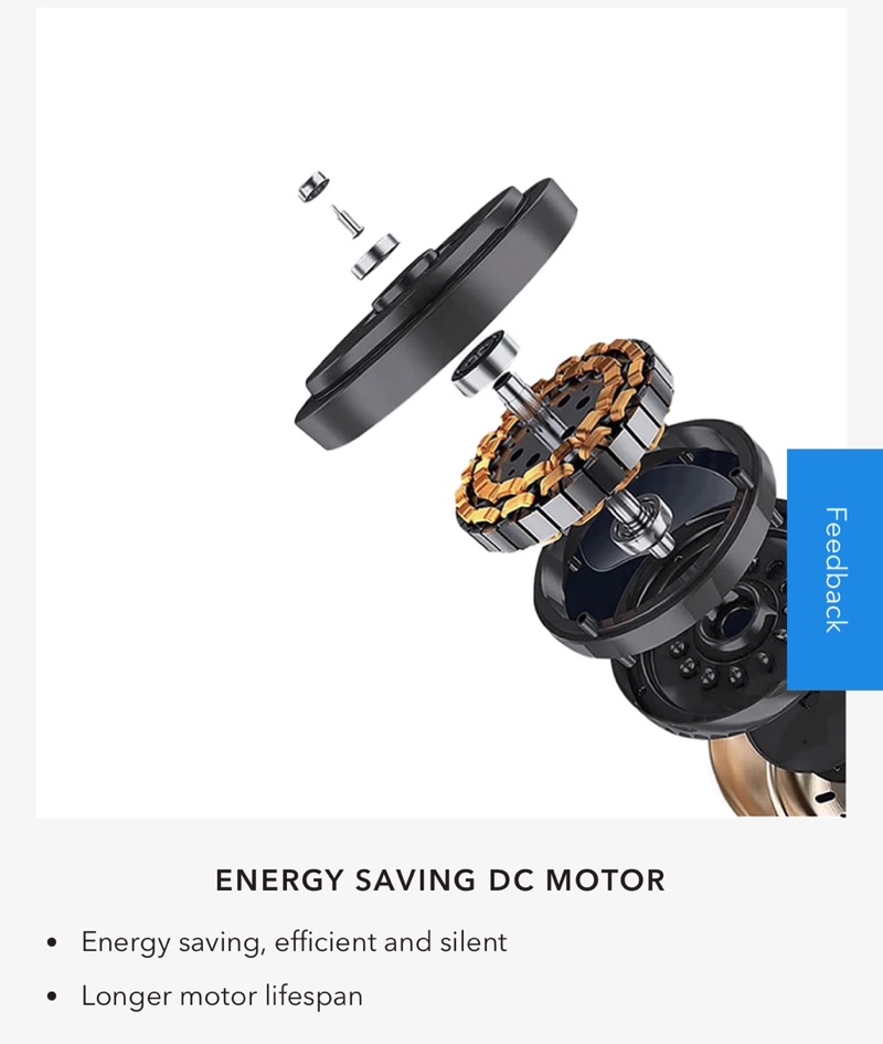 Elba Urano Series DC Remote Ceiling Fan 60 inch” 5 Blades 6 Speeds ECF ...