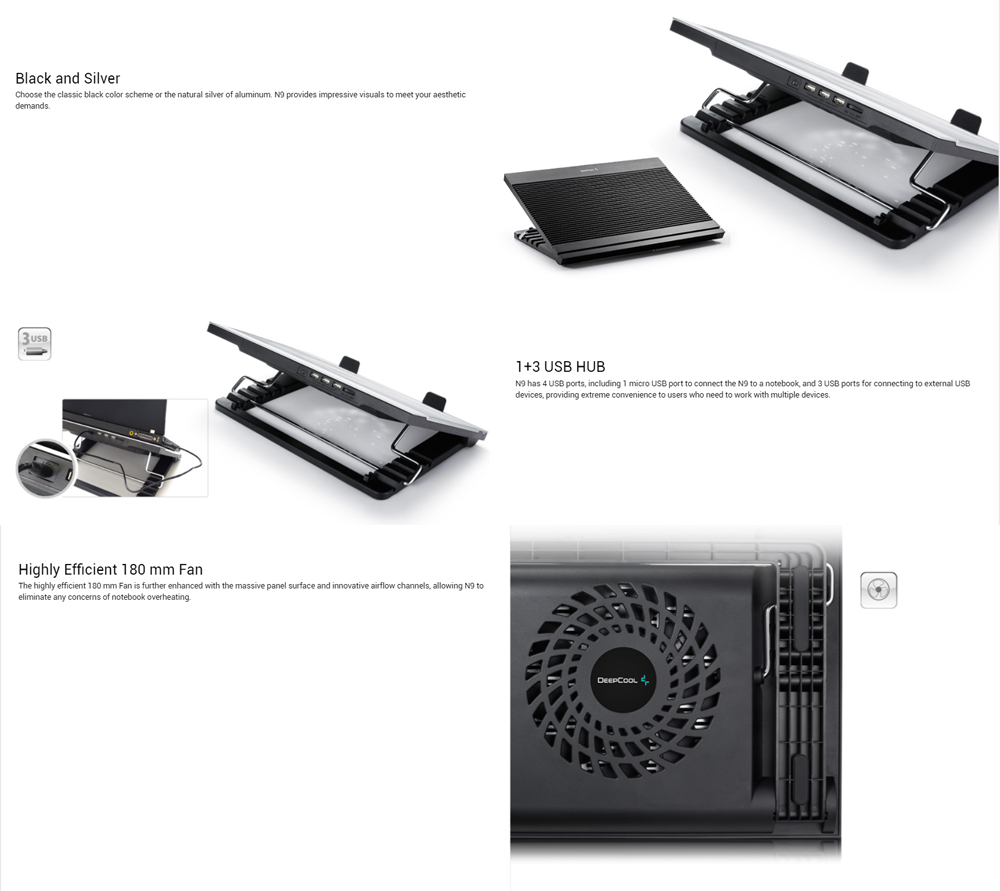 DEEPCOOL N8 Laptop Cooler - Black/Silver | Shopee Malaysia